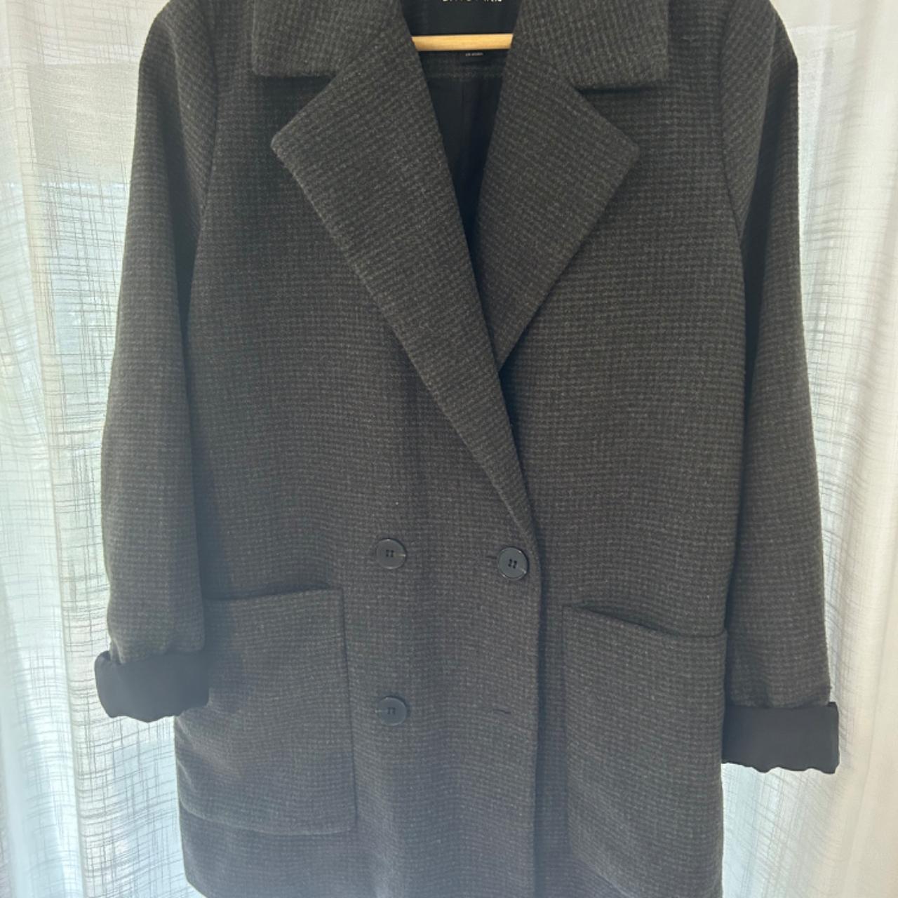 Monki double breasted coat. Tweed look-... - Depop