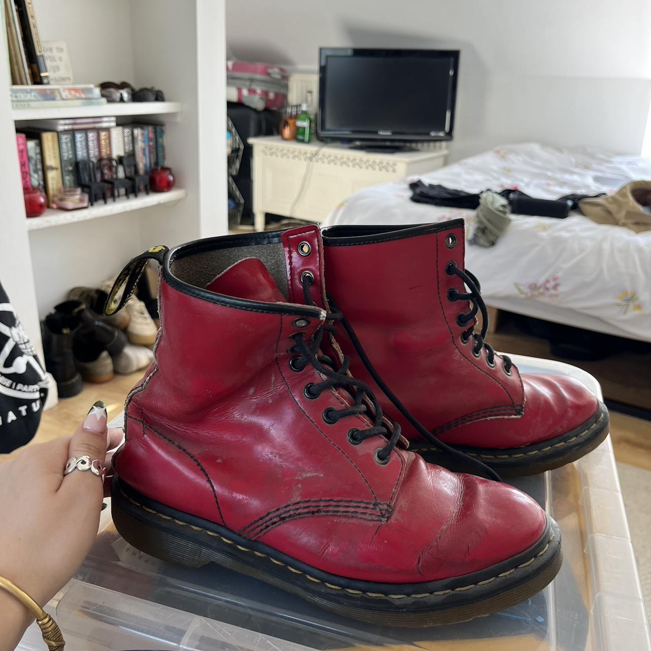 Rare vintage cherry red doc martens. Size 5. Pretty... - Depop