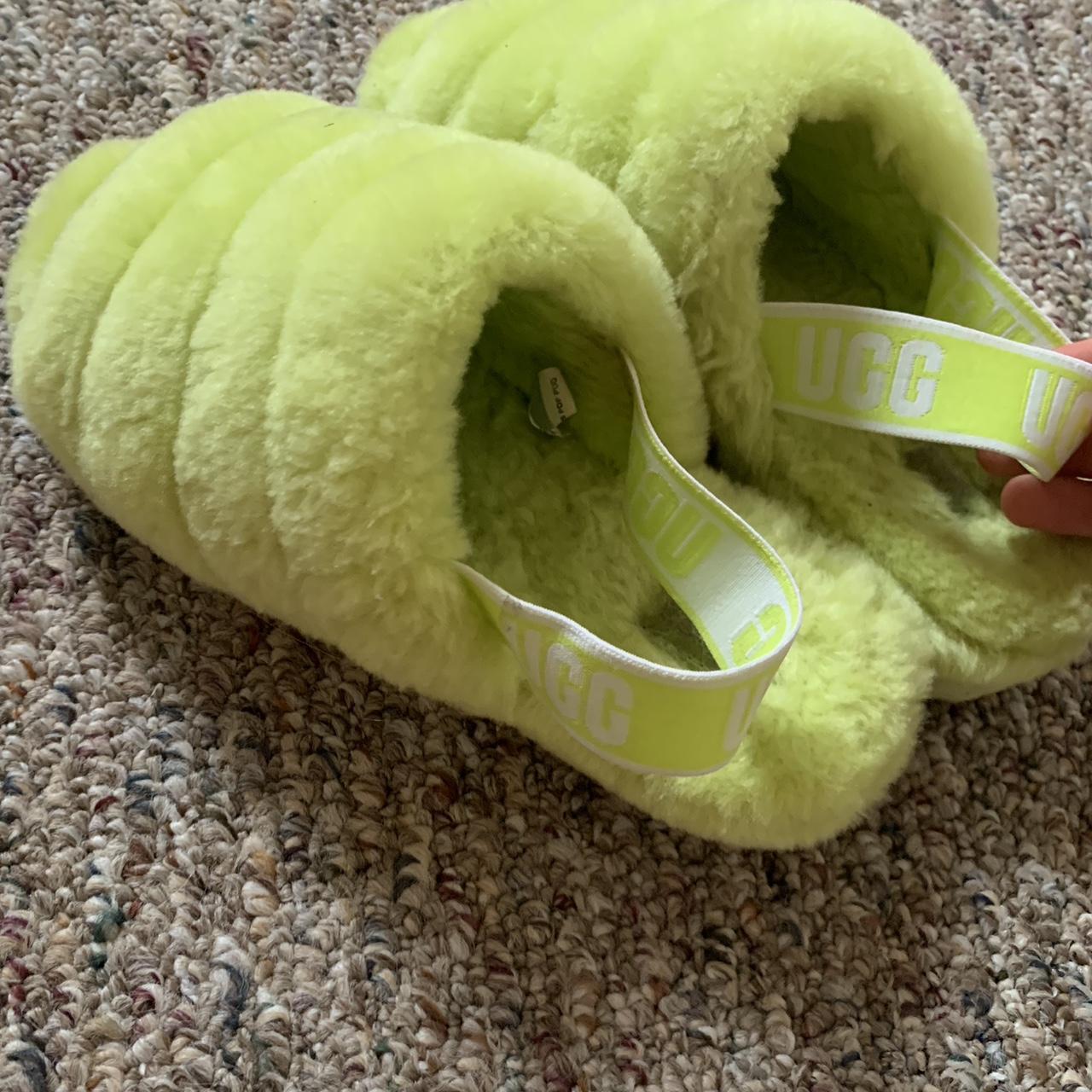 Neon green/yellow Ugg slippers Practically brand... - Depop