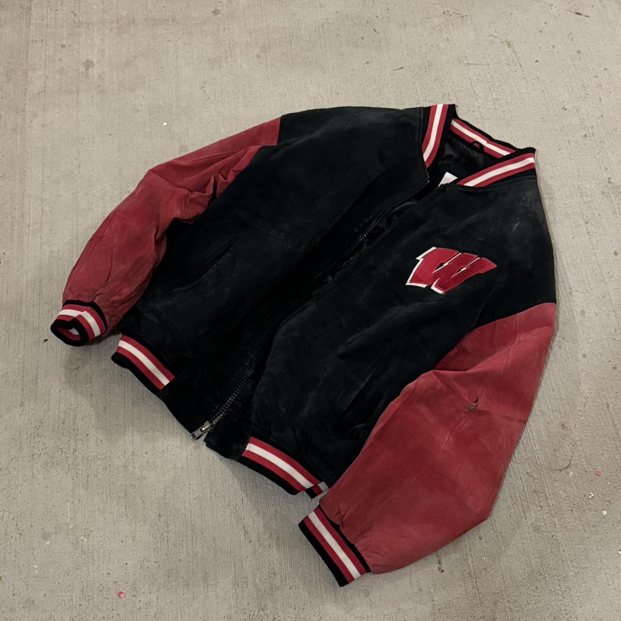 Wisconsin letterman jacket Leather shell Polyester... | Depop