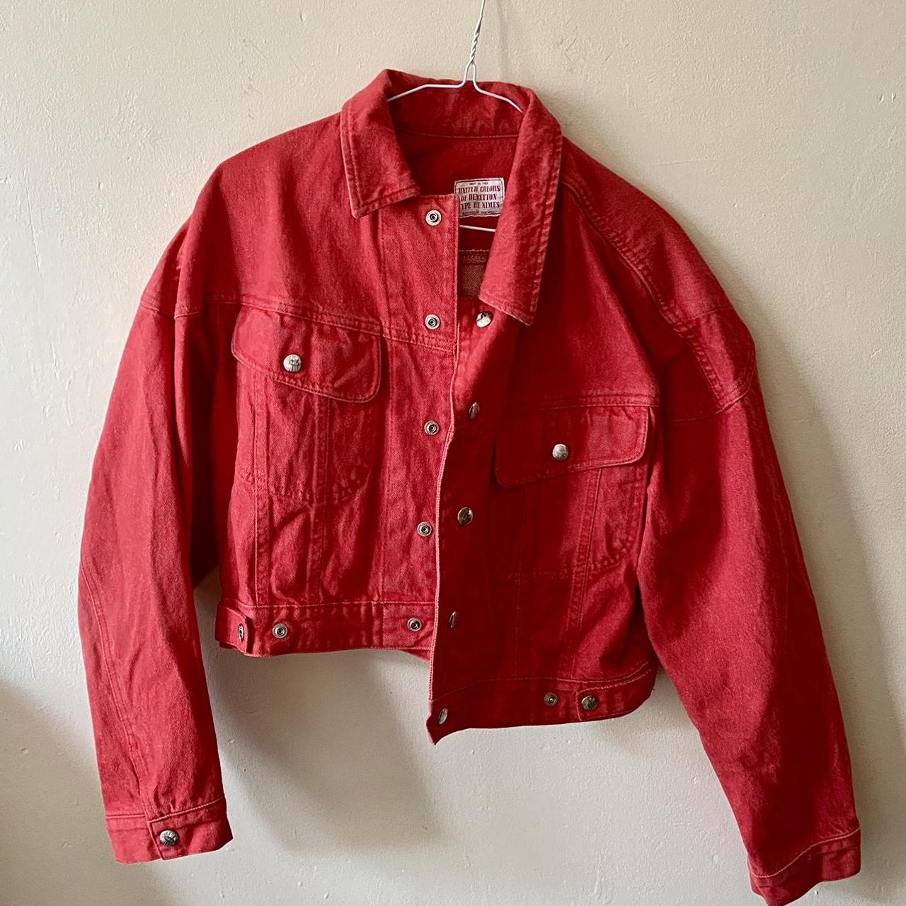 🎈united colours of benetton red denim jacket🎈 ... - Depop