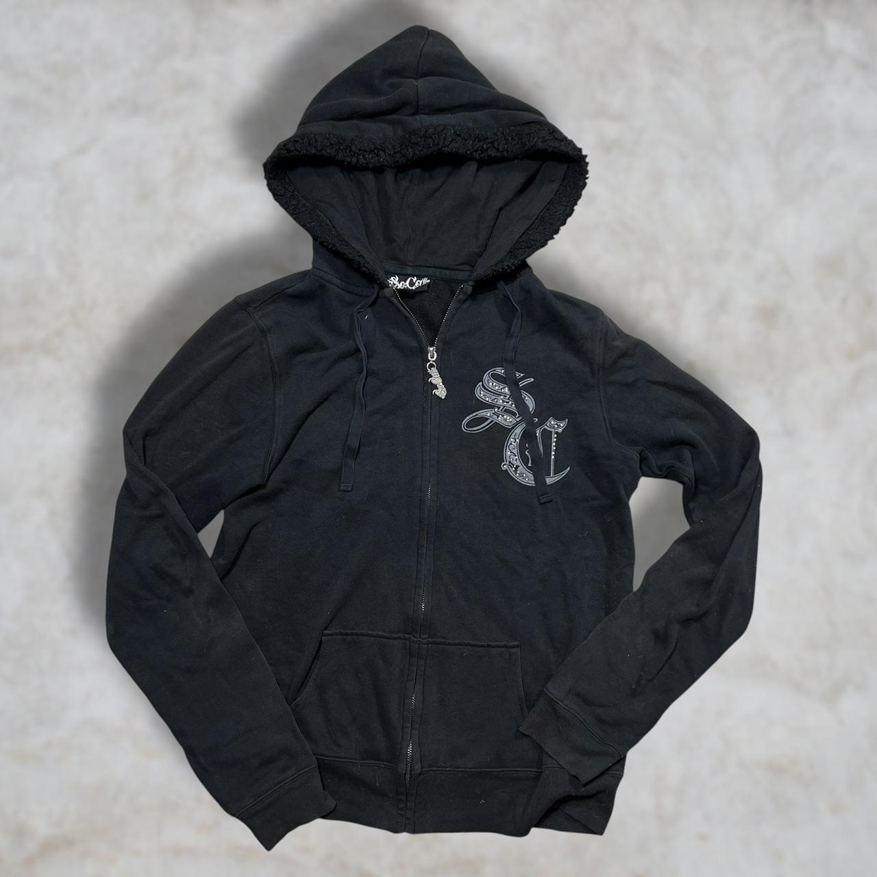 Y2K SoCal mcbling mallgoth hoodie with faux fur... | Depop