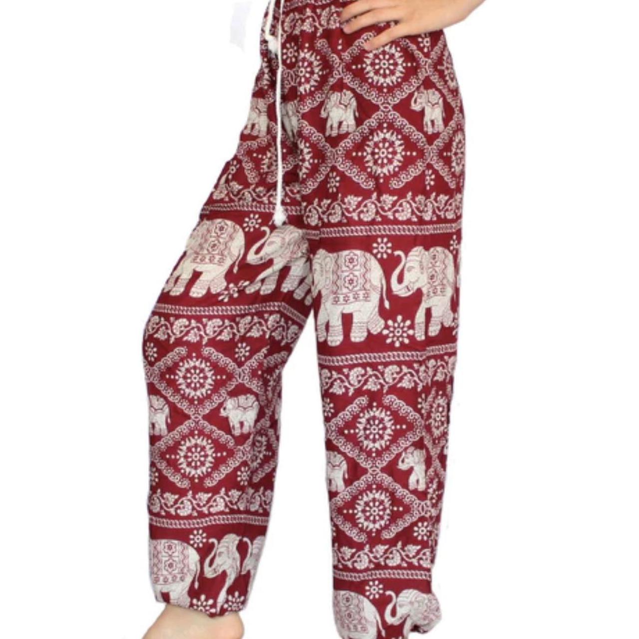 Red Harem Elephant Pants with Drawstring +pictures... - Depop