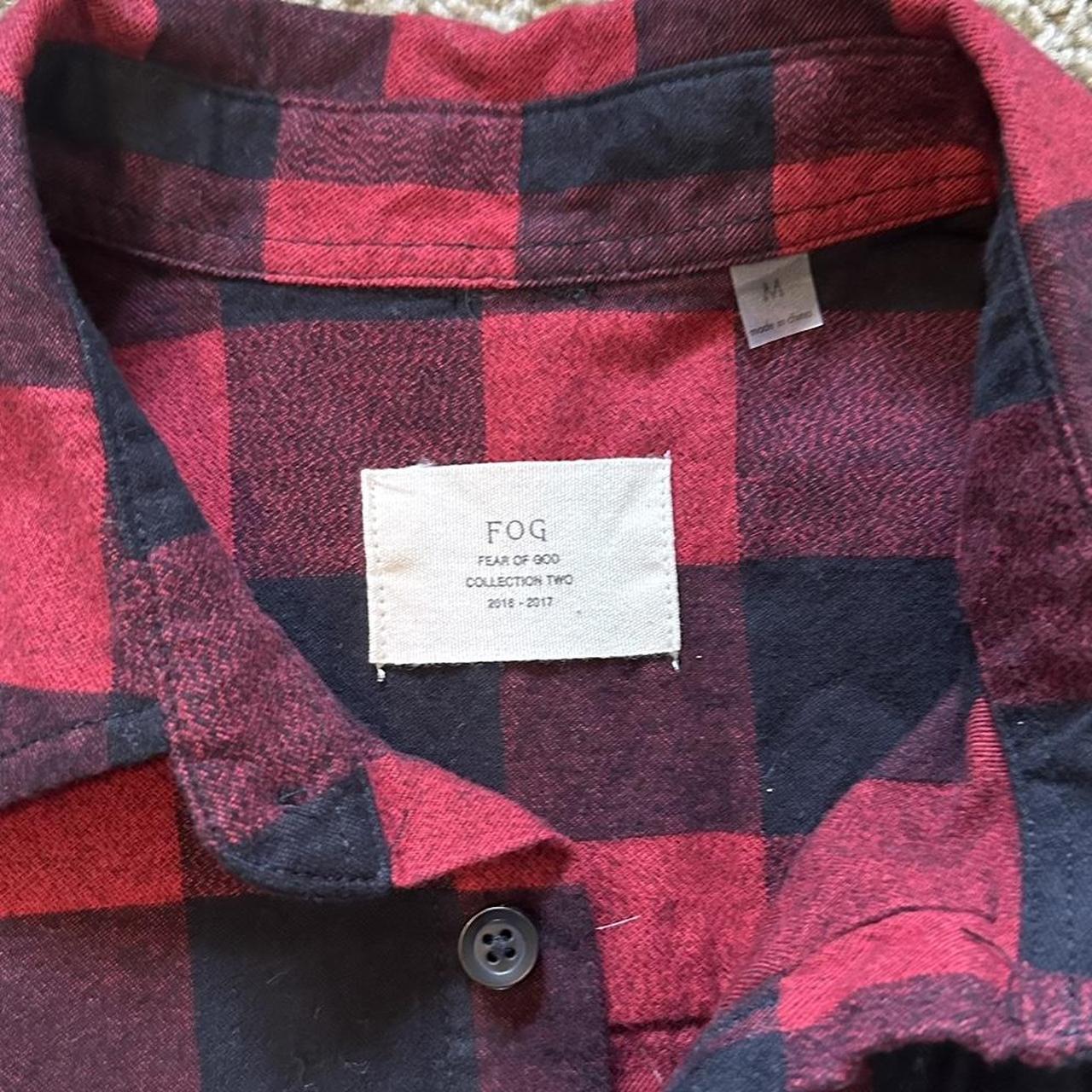 Fear Of God FOG plaid button down flannel raw cutoff... - Depop