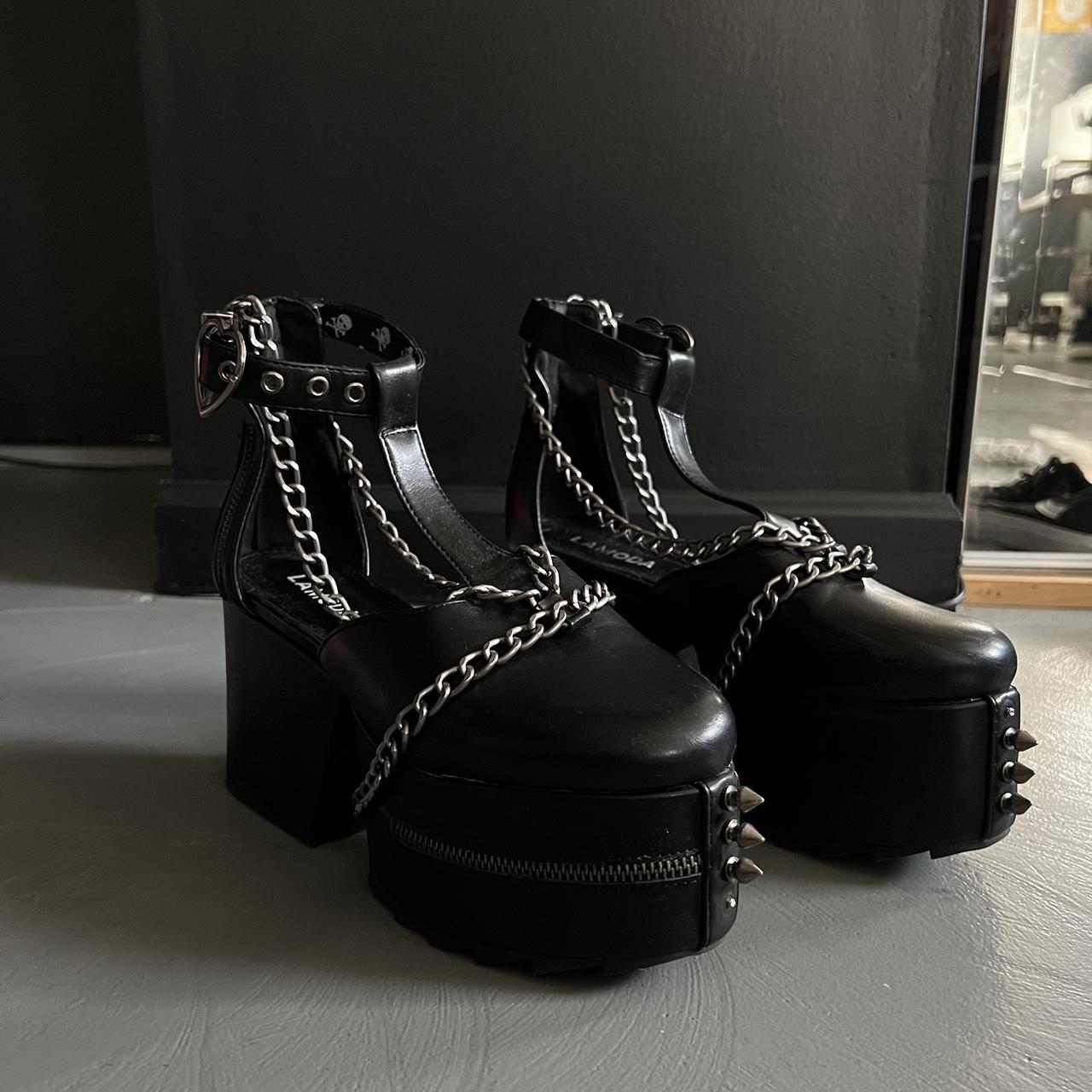 LAMODA spiked platform shoes 2 studs missing on... - Depop