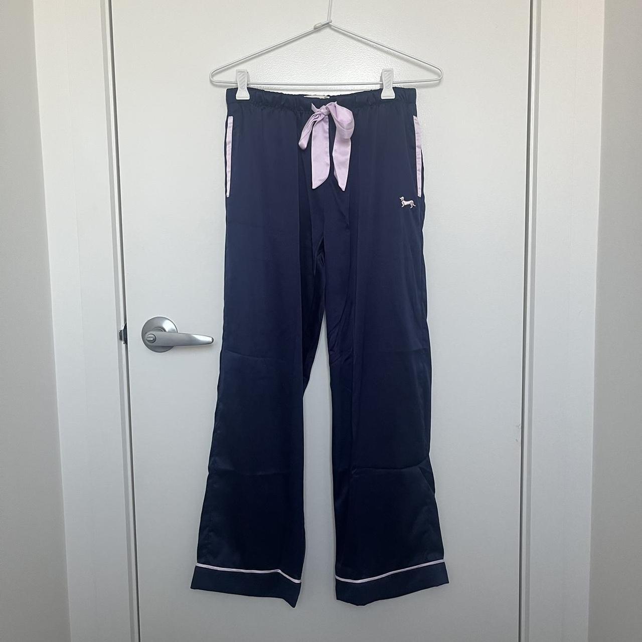 Peter Alexander satin navy pants Fits a size... - Depop