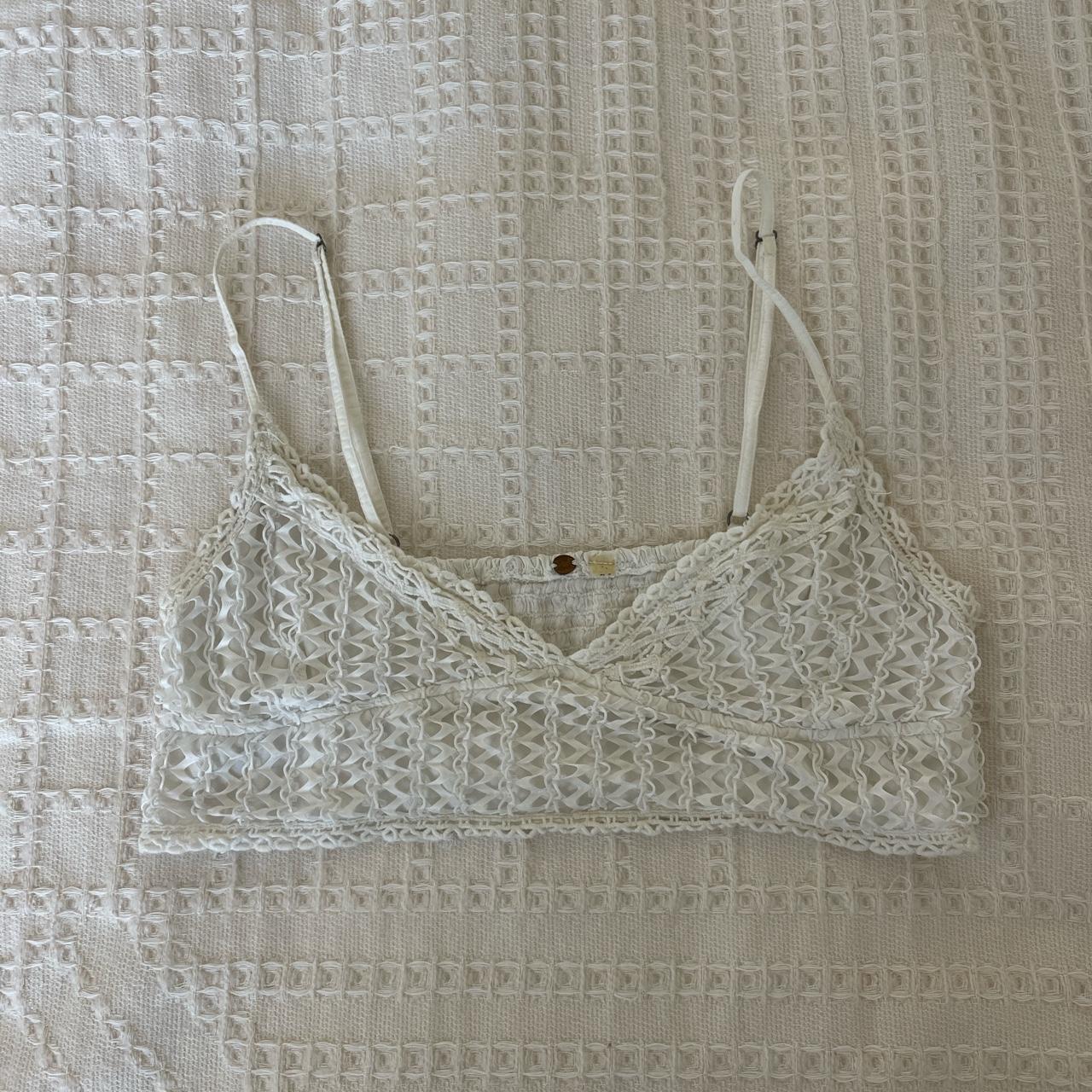 Free people eyelet white bra top size small Super... - Depop