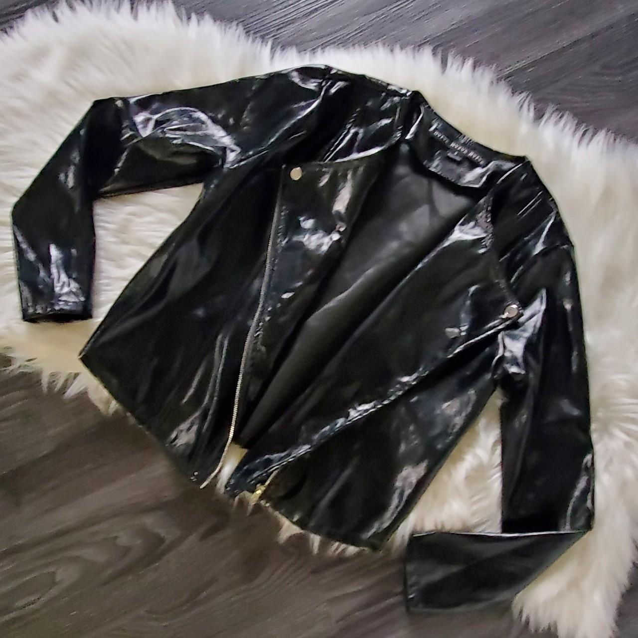 Pvc moto jacket Like new, worn for a photoshoot - Depop