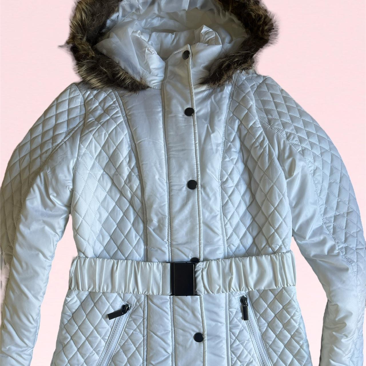 White Rain Jacket with belt and hood. Perfect for... - Depop