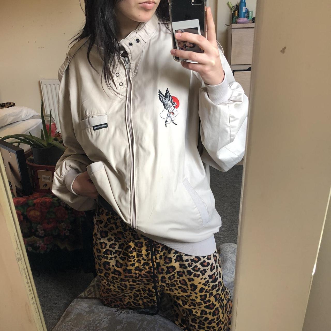 Members Only Men's Cream and Red Jacket | Depop