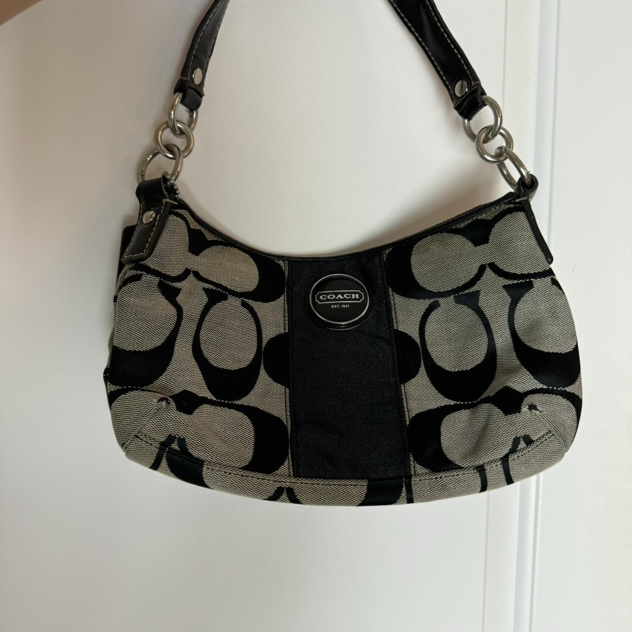 Vintage coach monogram black / grey shoulder... - Depop