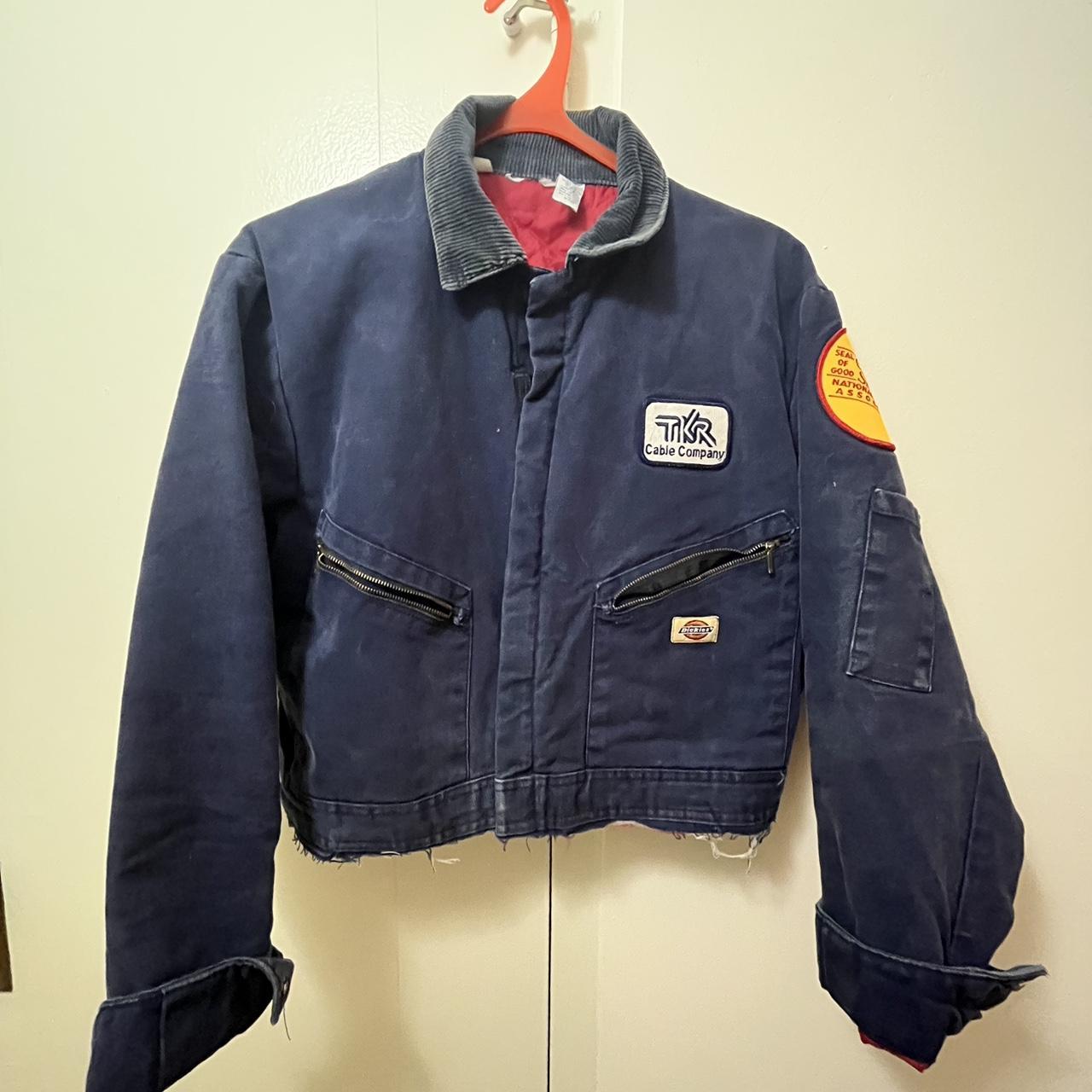dickies workwear jacket vintage worn condition... - Depop