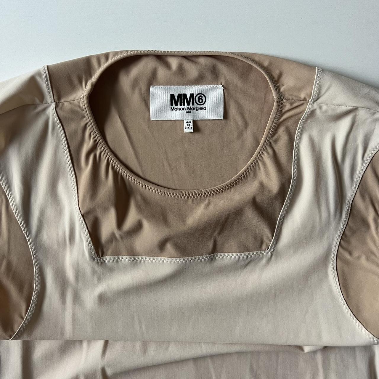 MM6 Maison Margiela Beige Nylon Overlay Tank... - Depop