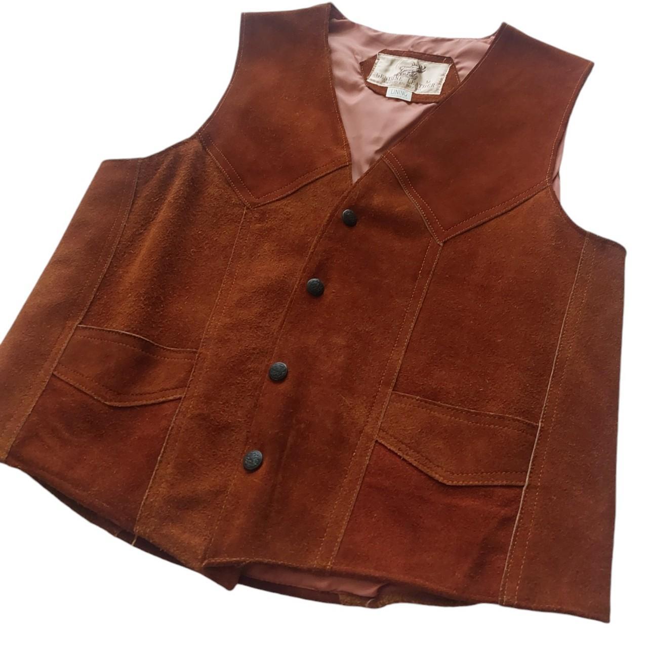 Vintage 1970s Brown Suede Western Vest Front... | Depop