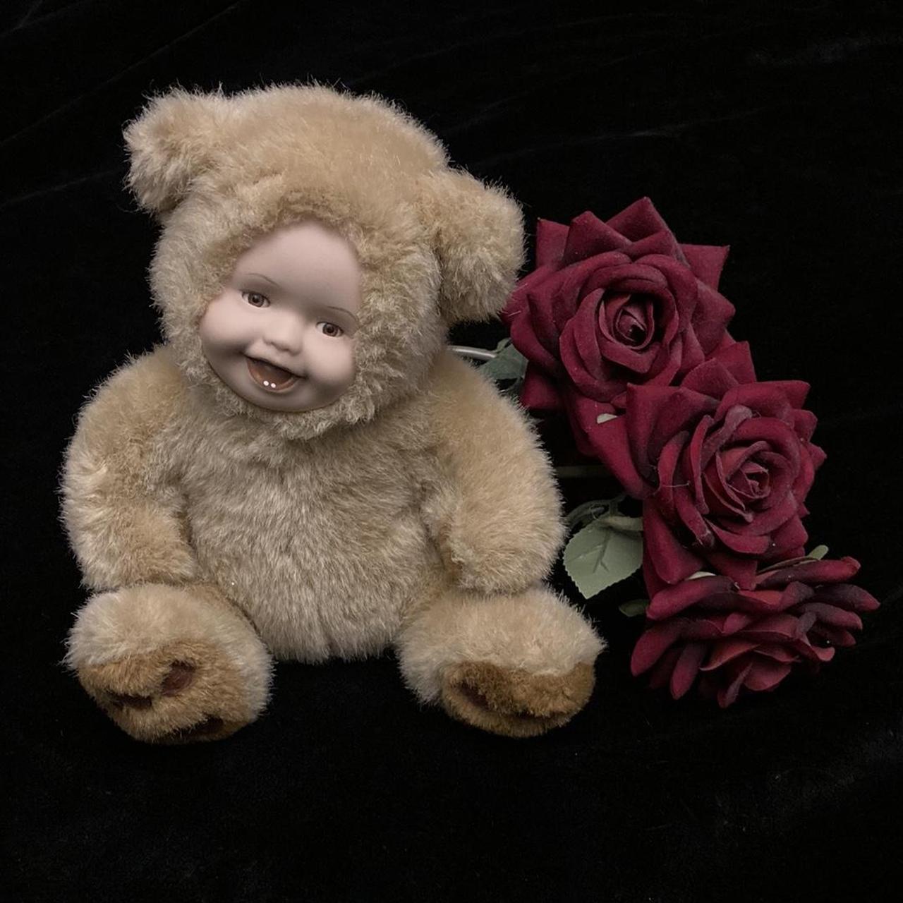Porcelain vintage bear doll 🐻🖤🪞 In excellent... - Depop