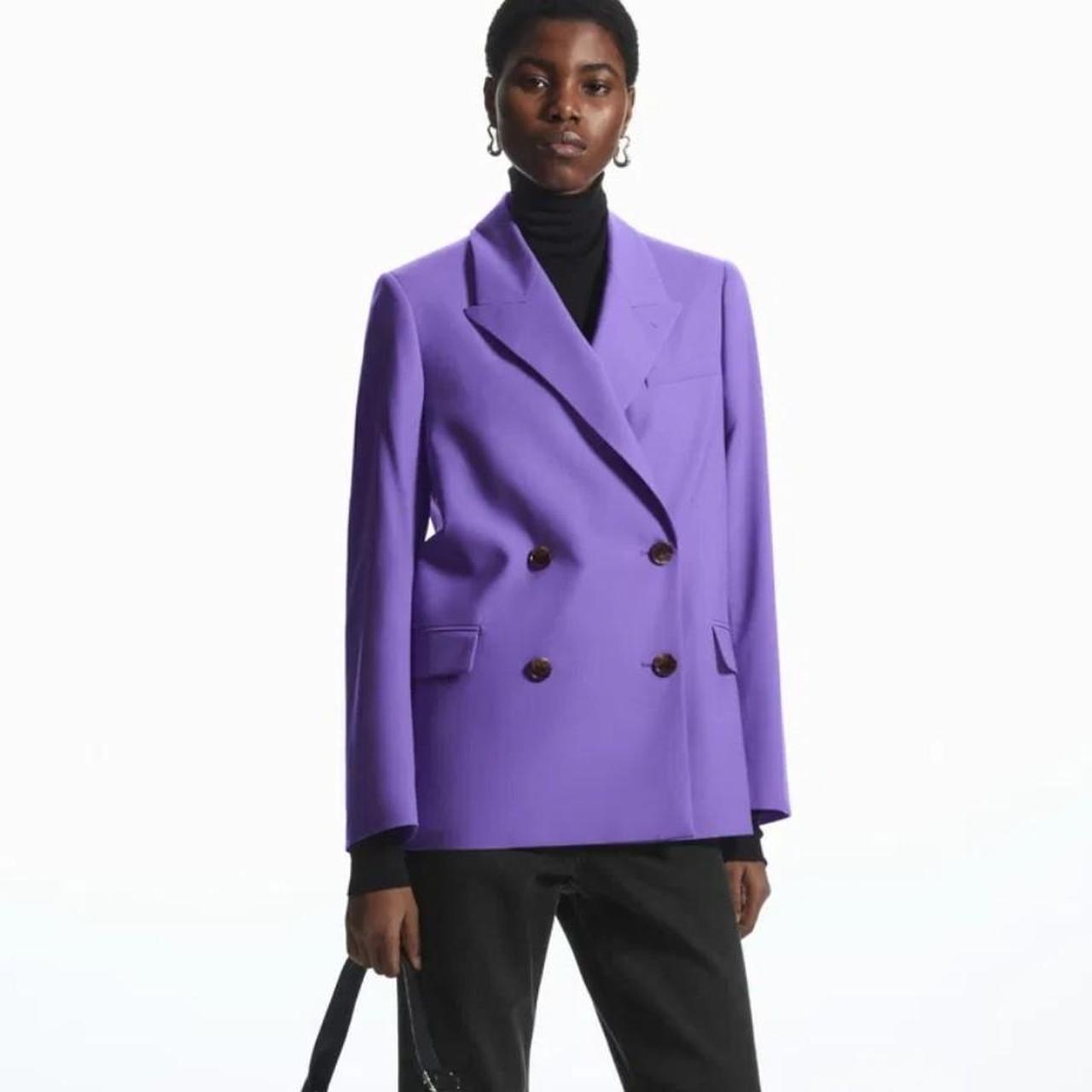 COS wool double breasted purple blazer US4 Length 29... - Depop