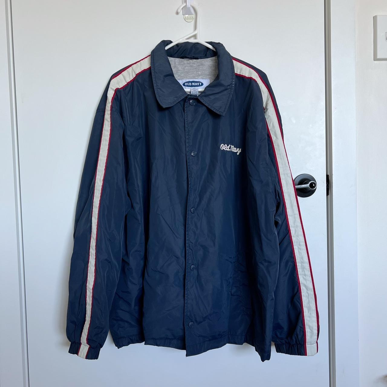 Old Navy Jacket - Size L - buttons - grey lining - Depop