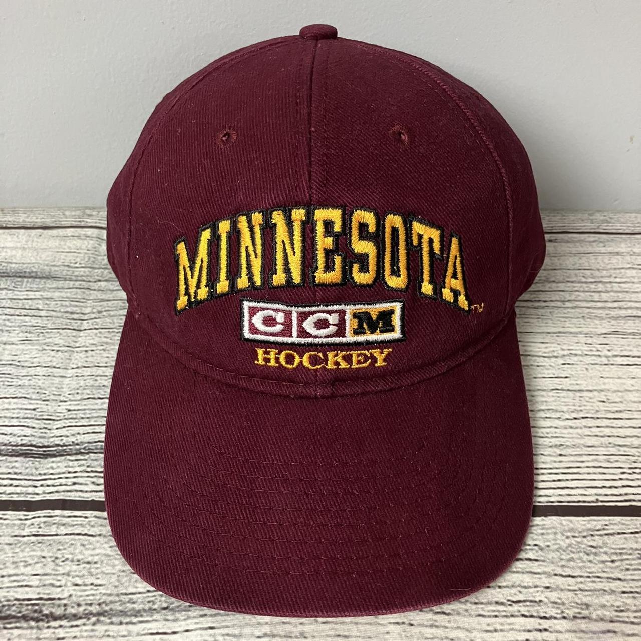 Vintage 1990s Minnesota CCM Hockey Snapback Hat in... - Depop