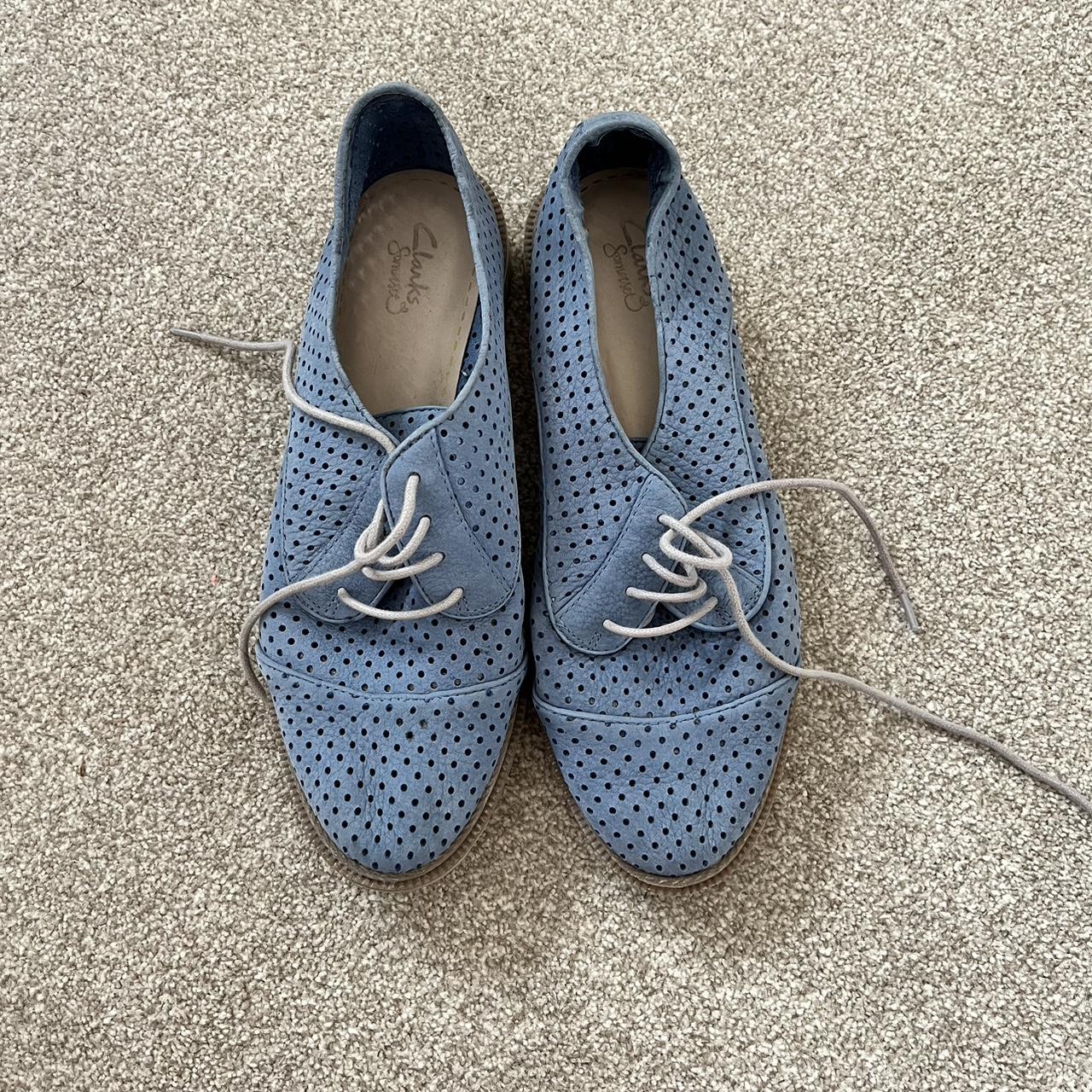 Clarks blue perforated leather shoes size 7 - Depop