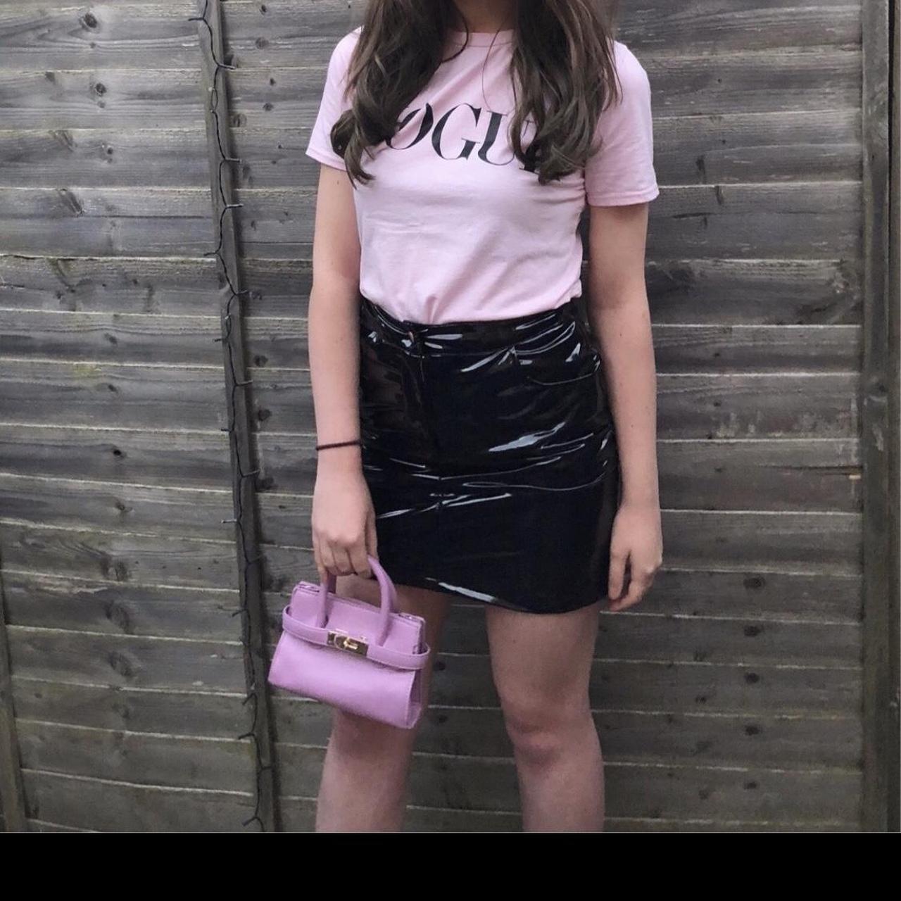 Pvc black skirt worn once missguided size 8 #pvc - Depop