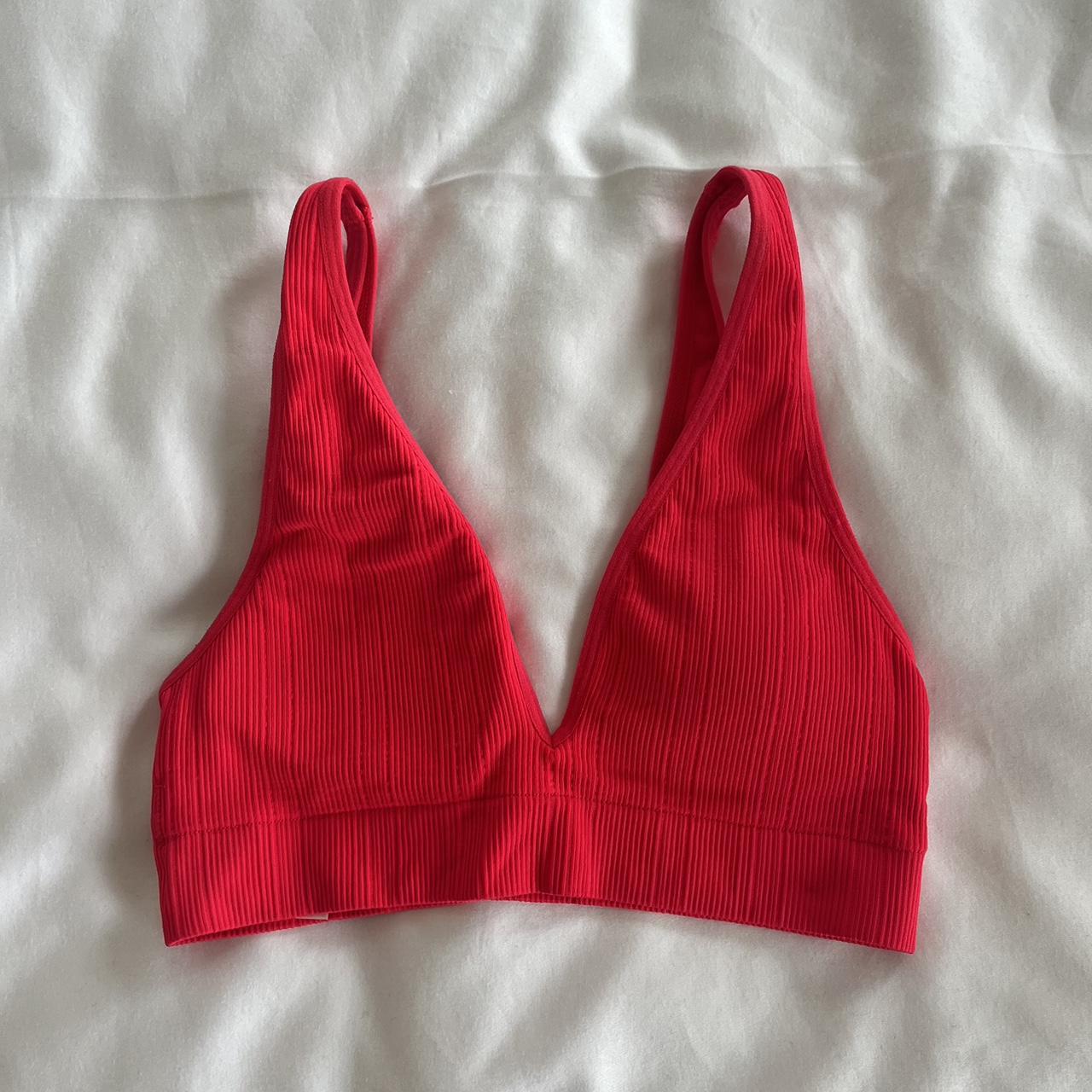 Victoria’s Secret pink - bright red bralet. Ribbed... - Depop