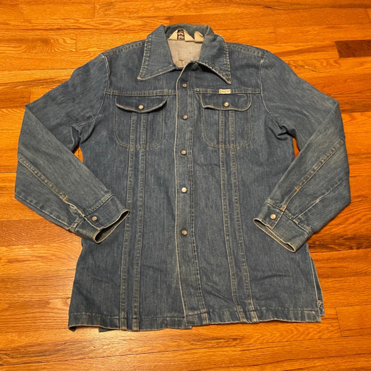 60s/70s Pearl snap denim button up jacket do nothing... - Depop