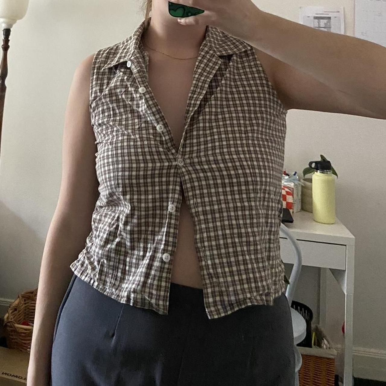 Super cute checkered button up shirt. slightly... - Depop