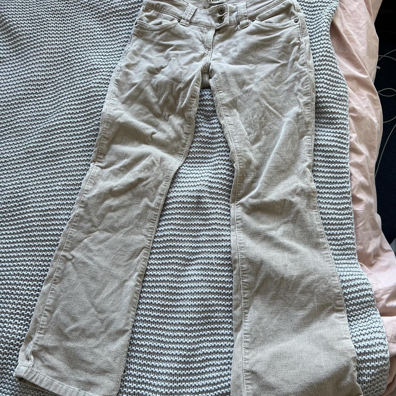 Low rise flared beige cords Corduroys Super... - Depop