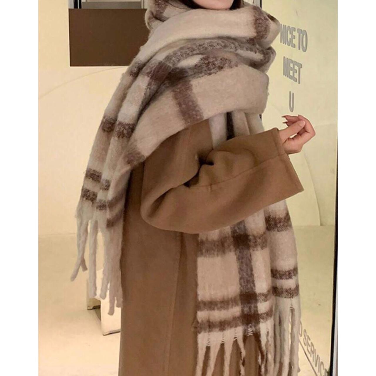 Women's chunky scarf in beautiful warm autumn tones,... - Depop