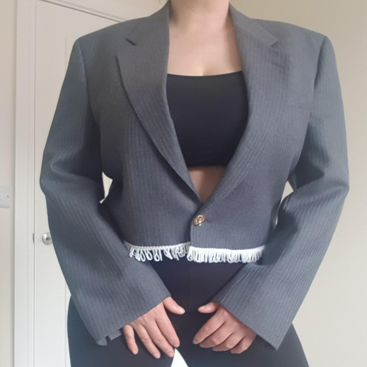 Reworked crop Blazer jacket. Reworked from a mens... - Depop