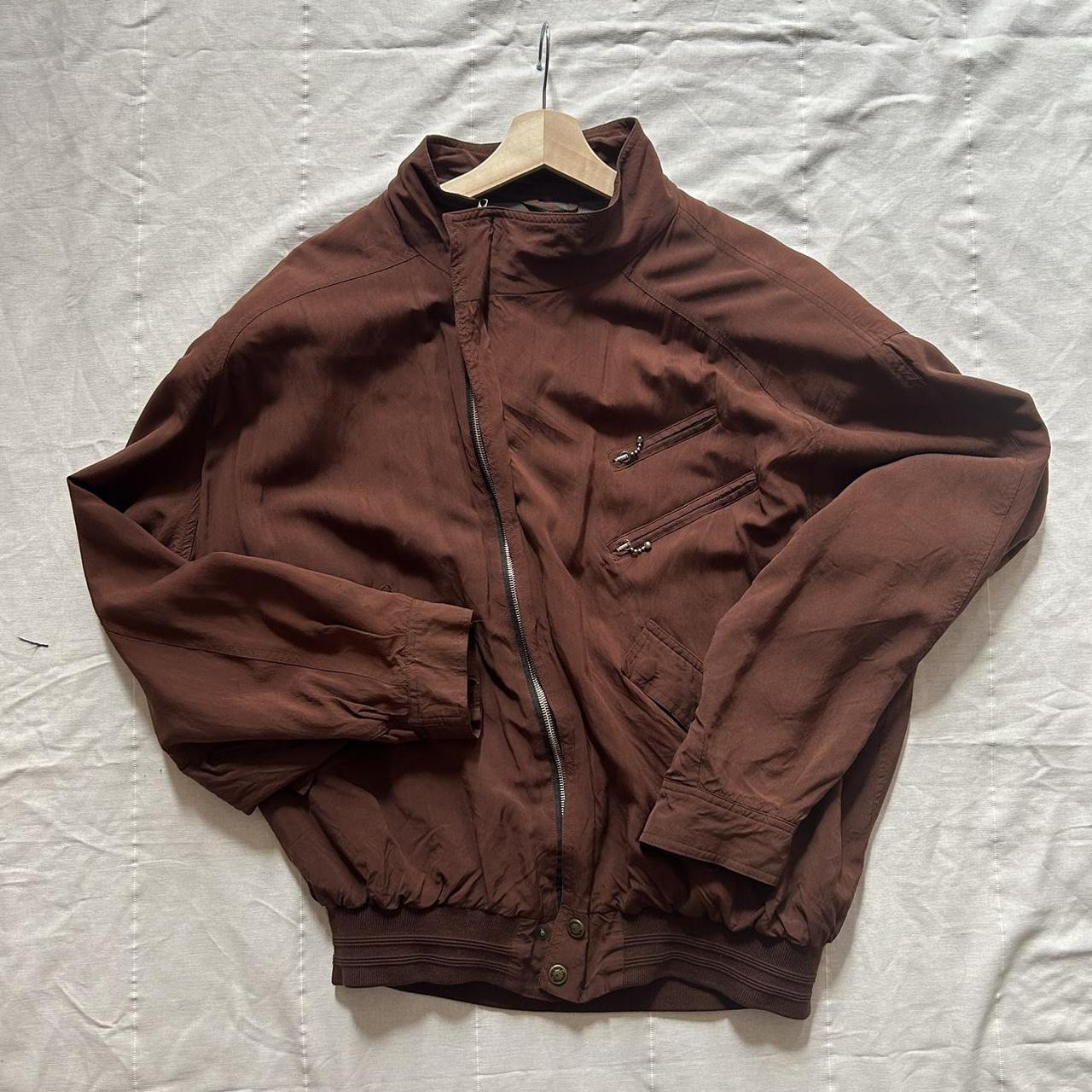 🍷Vintage 90s Designer Hugo Boss Asymmetrical Bomber... - Depop