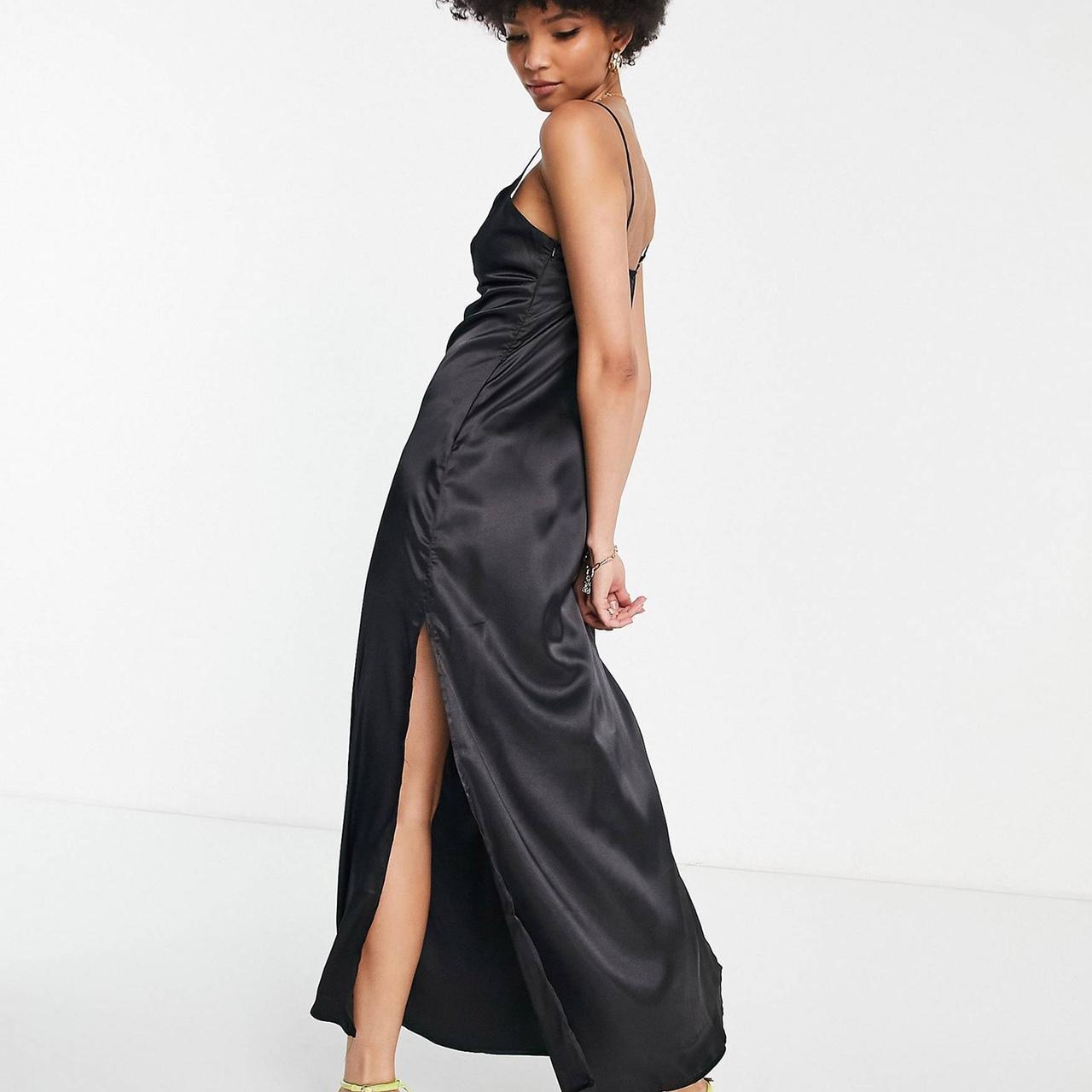 The nicest Asos black satin maxi dress. Soo pretty... - Depop