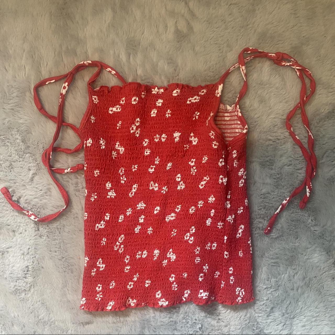Primark red floral crop top Excellent condition Size 6 - Depop
