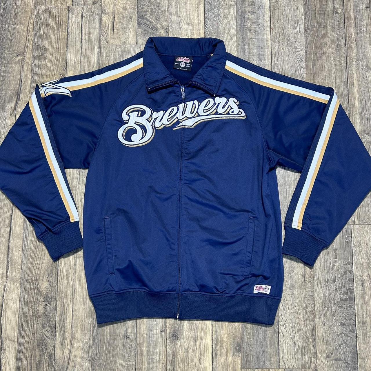 Milwaukee Brewers Stitches MLB Baseball Navy Full... - Depop