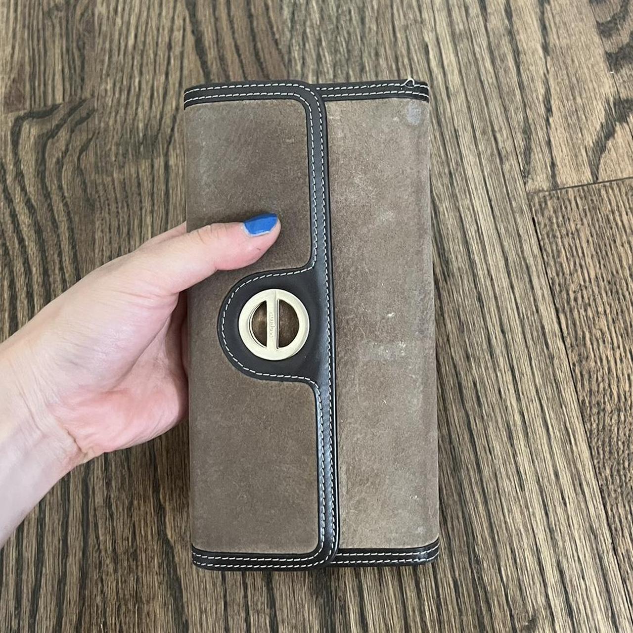 vintage brown suede wallet genuine leather. from... - Depop