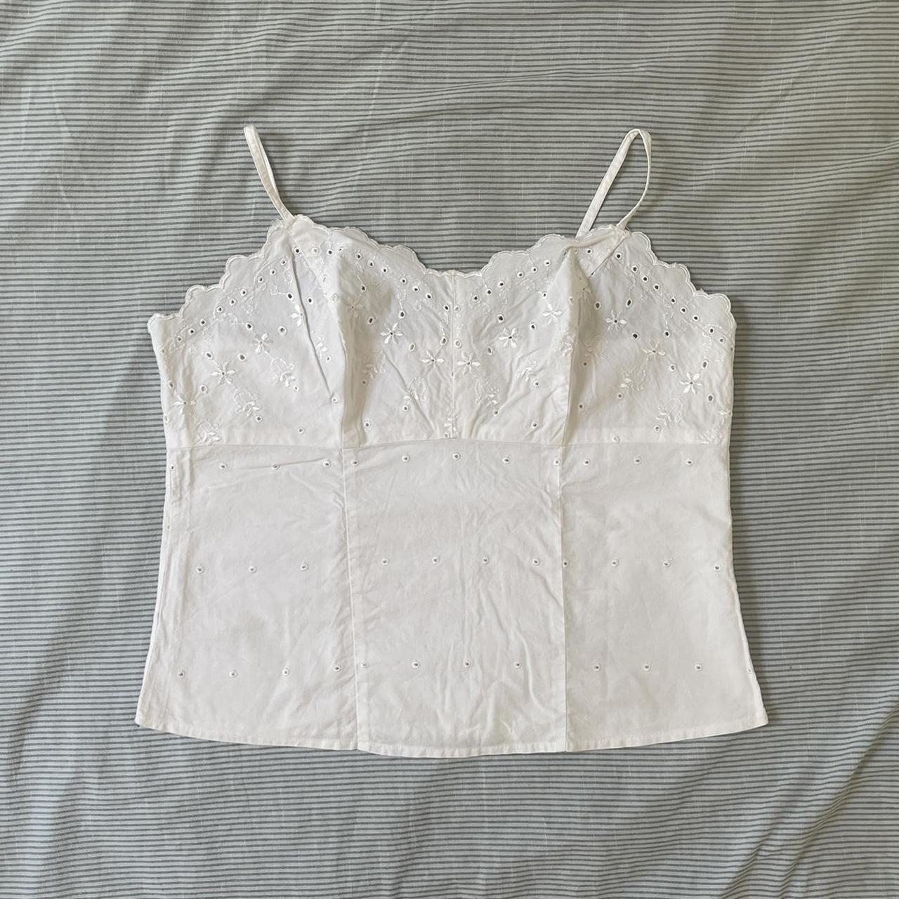 cute cotton summer singlet top fitted bodice in... - Depop