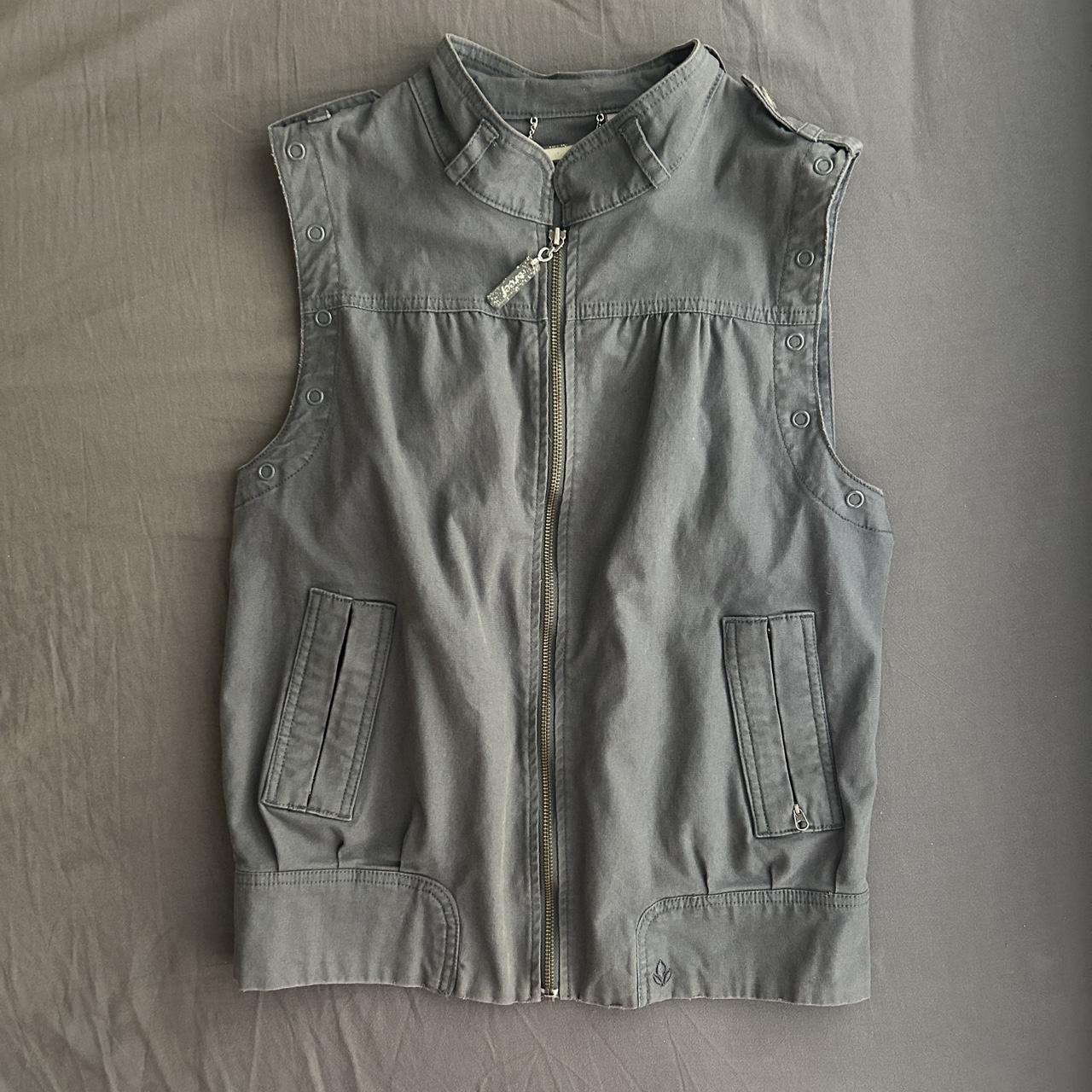 Grungy gorpcore grey cargo vest Fits 8-10 - Depop