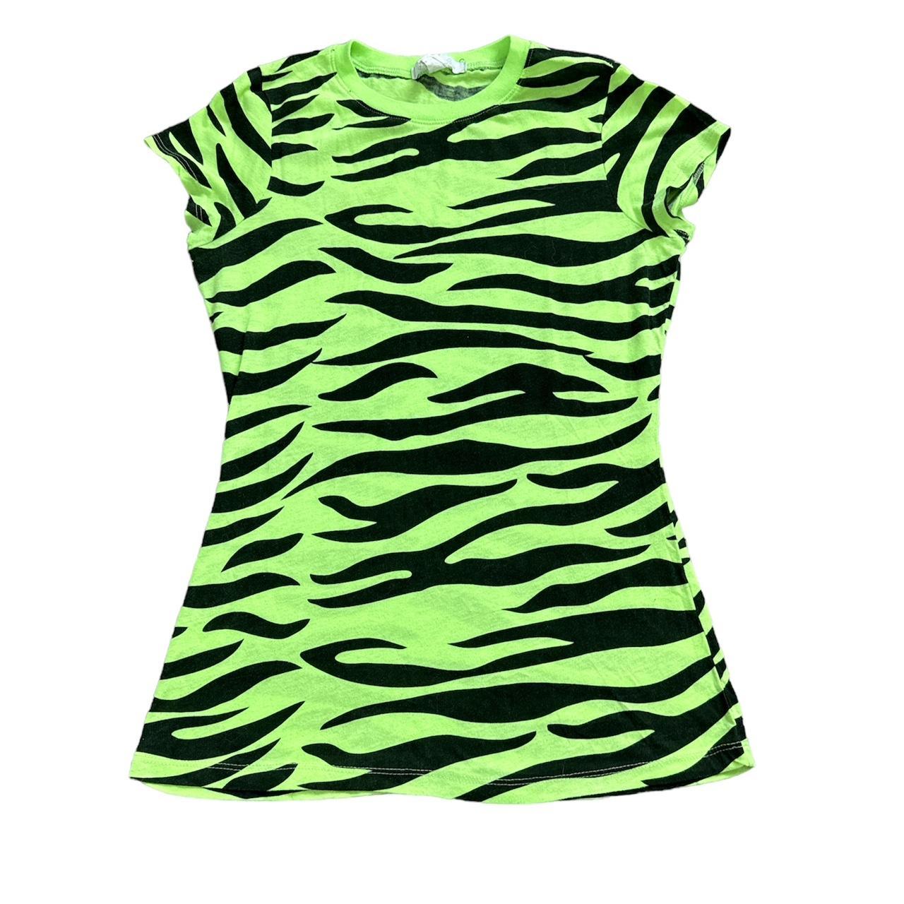 neon green zebra top size medium - Depop