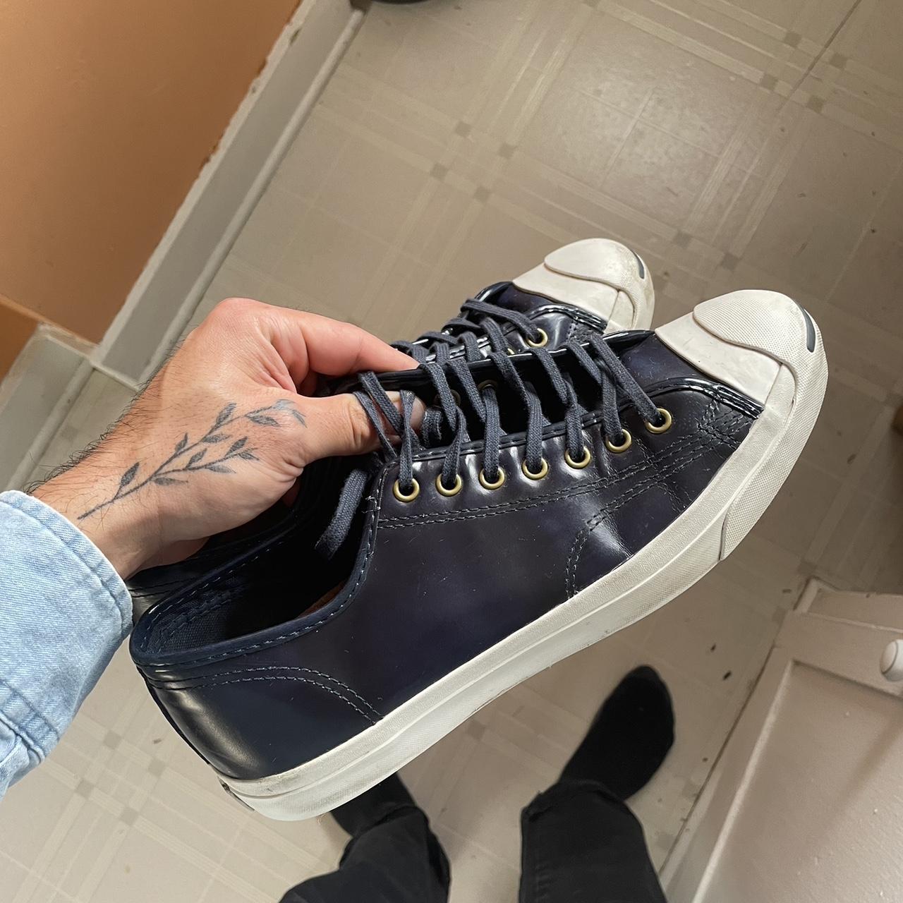 Converse Jack Purcell Navy Leather Men’s US 10.5 - Depop