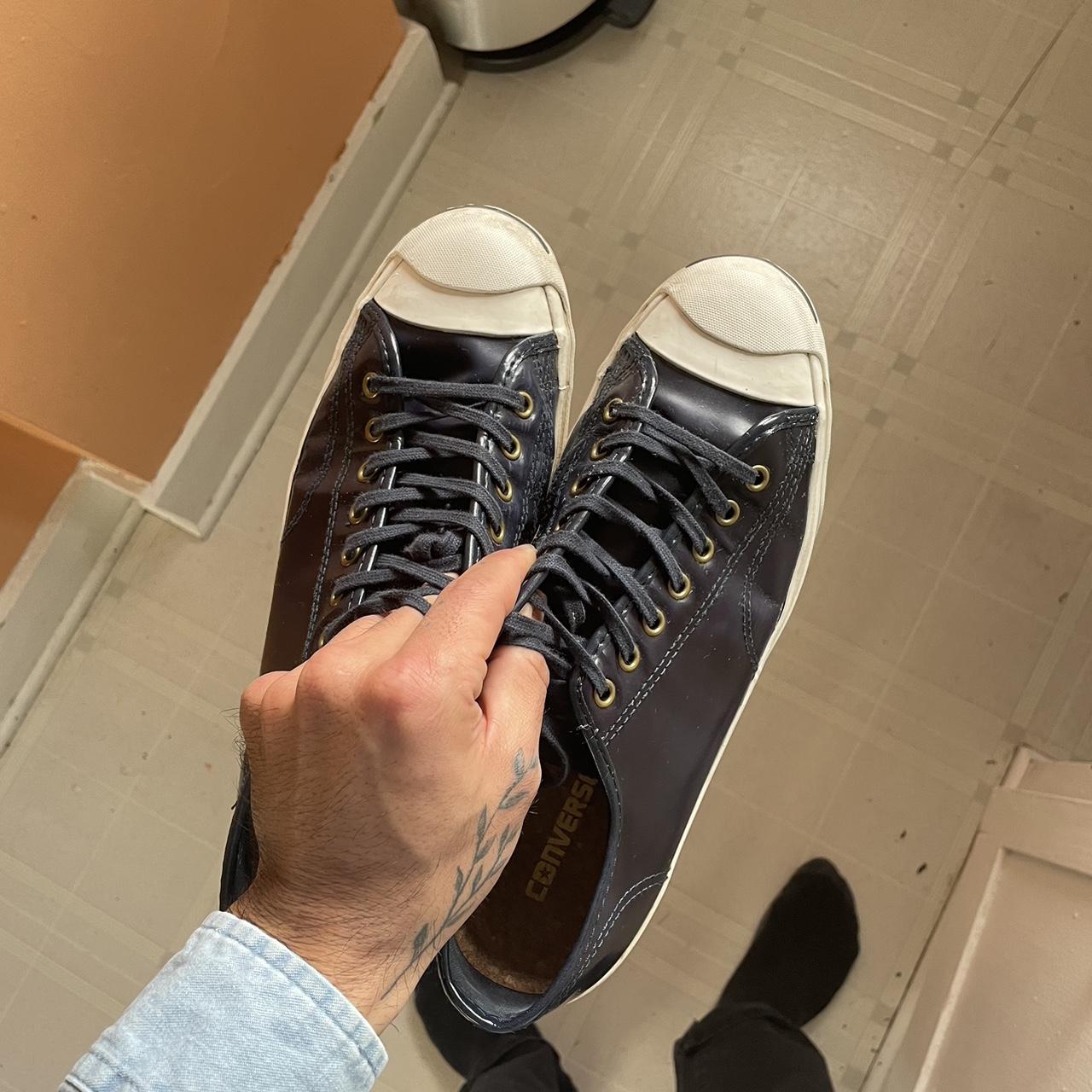 Converse Jack Purcell Navy Leather Men’s US 10.5 - Depop