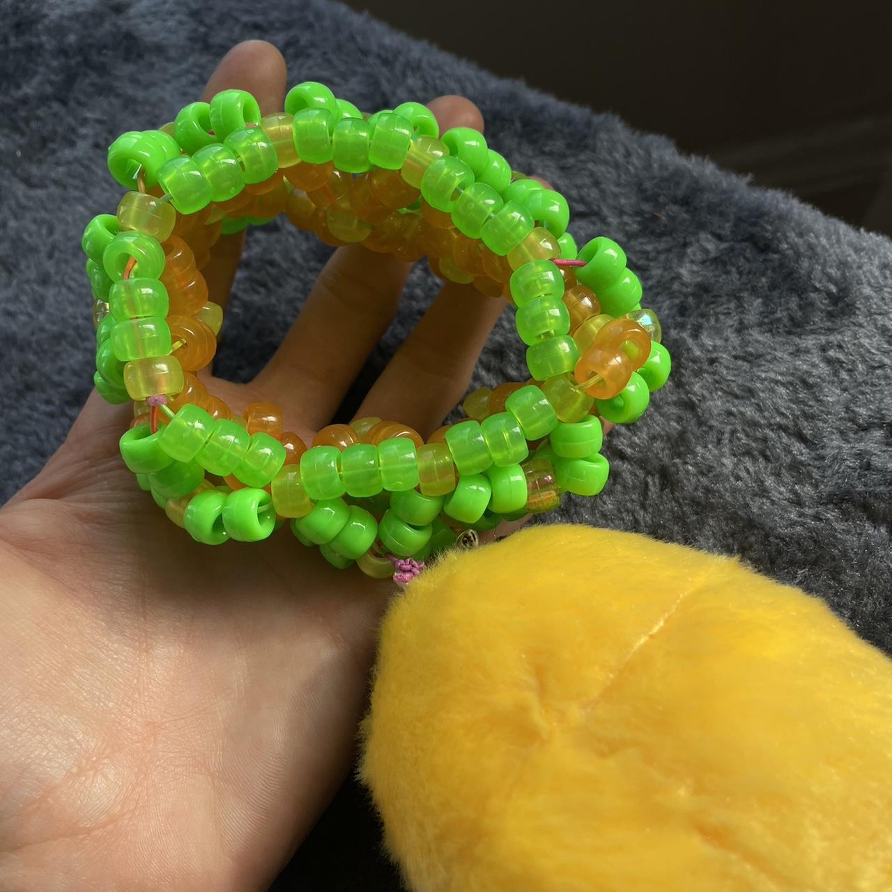 RAVE KANDI🌈 Handmade Cute Kandi cuff green and... - Depop