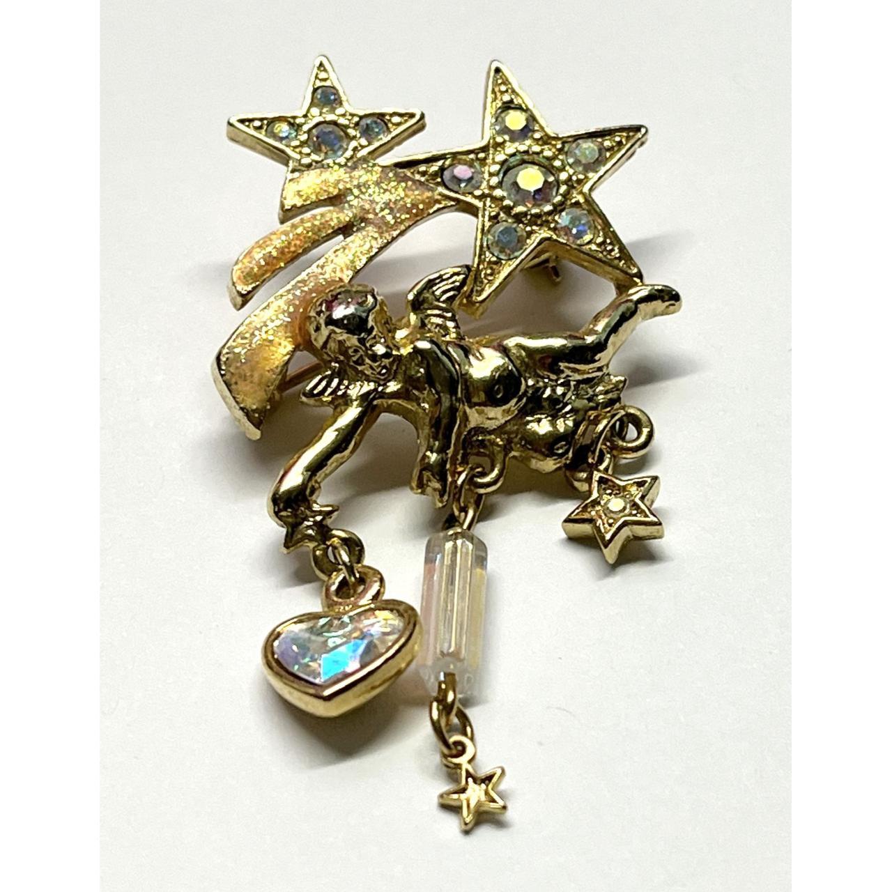 Vintage Kirks Folly Rhinestone Crystal Angel Brooch