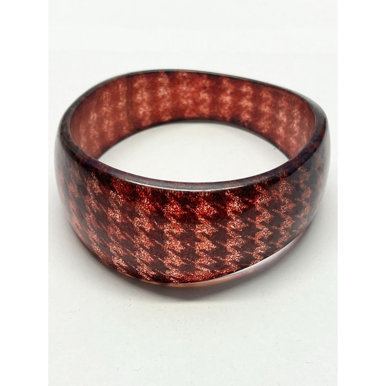 Vintage houndstooth plaid glitter bangle bracelet.... - Depop