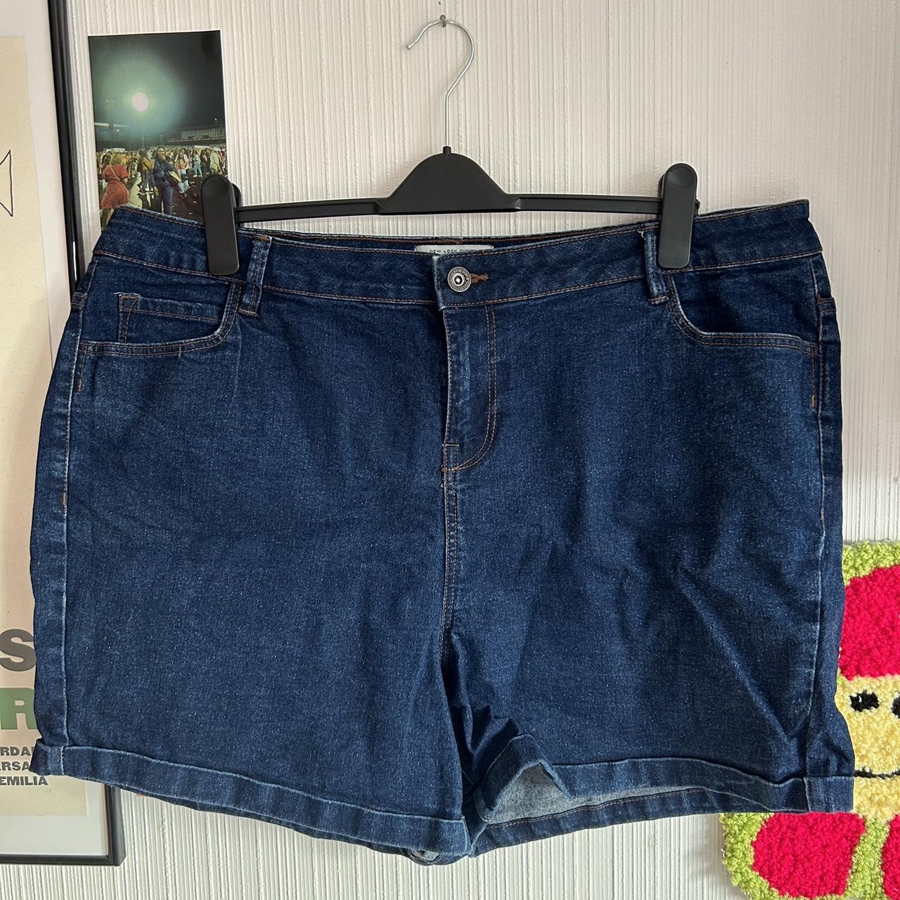 Dark navy denim shorts from new look Worn a... - Depop