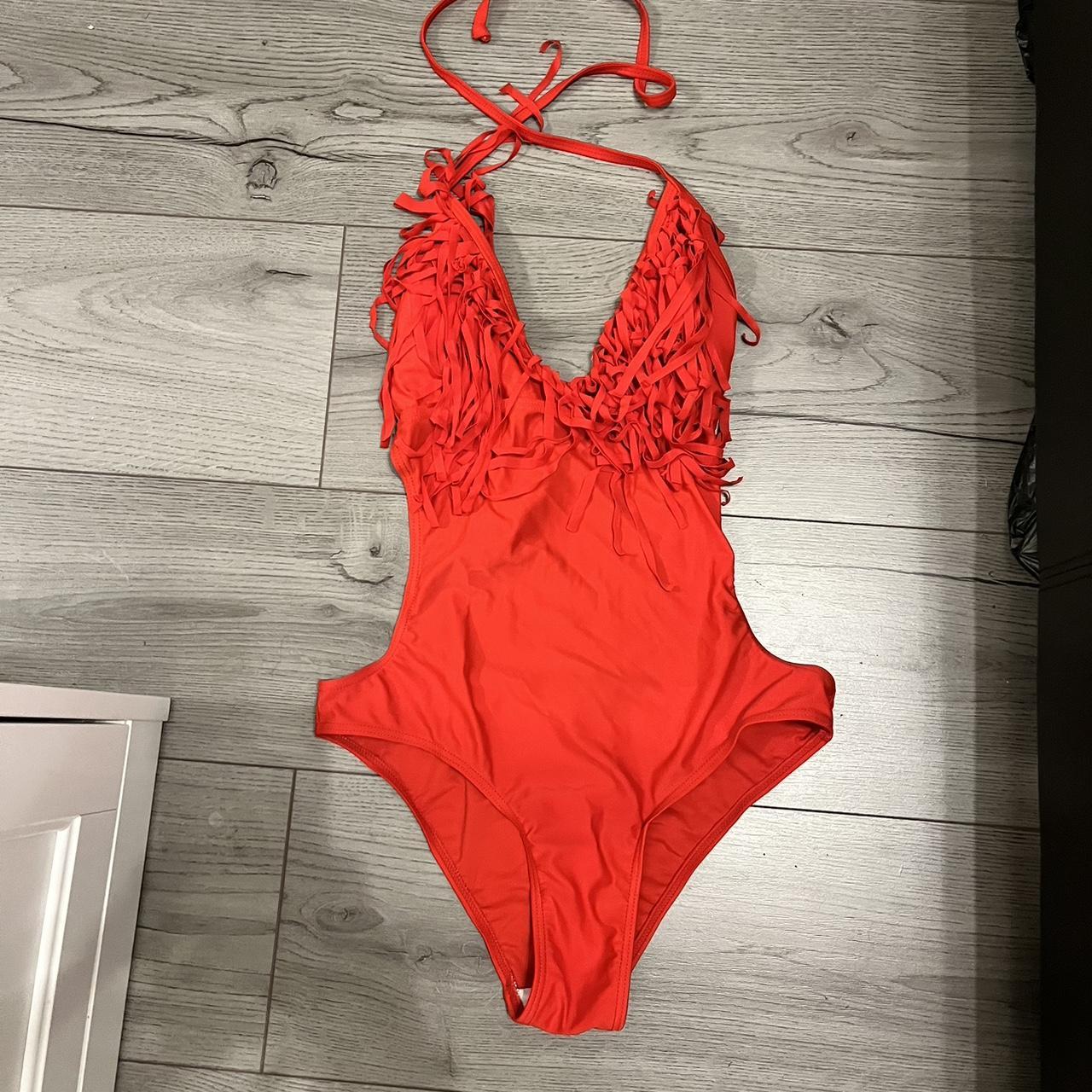Missguided Women's Red Swimsuit-one-piece | Depop