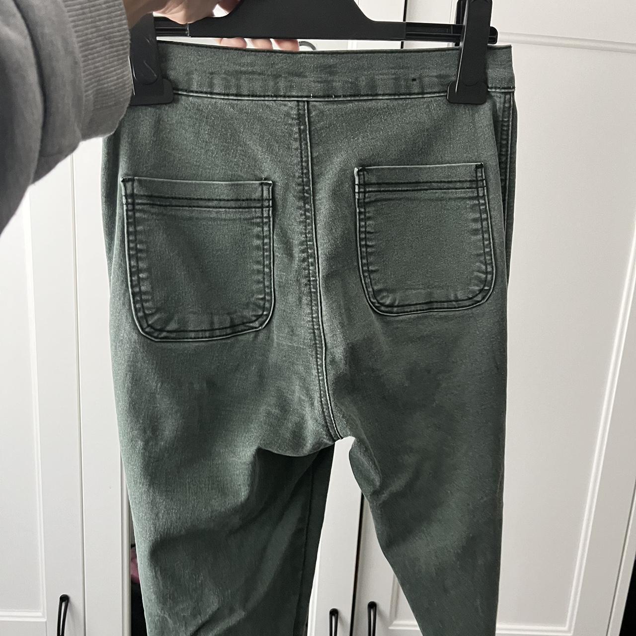Khaki ripped knee high waist jeans size 10. - Depop