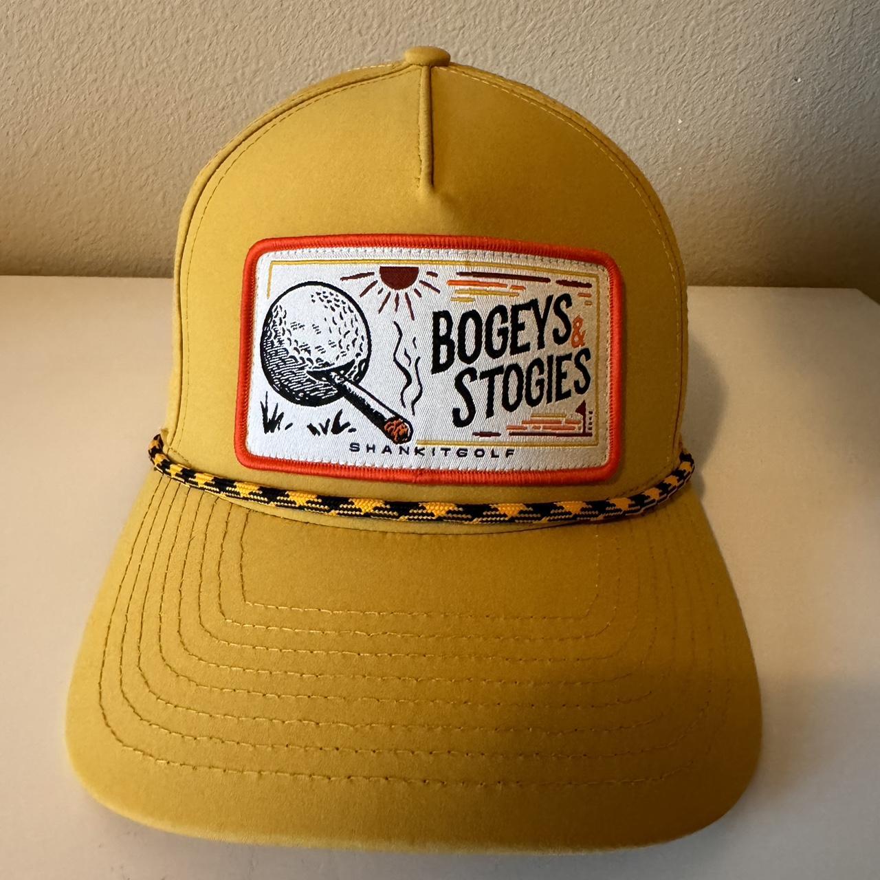 Yellow and orange Bogey's & Stogies hat shank it... | Depop