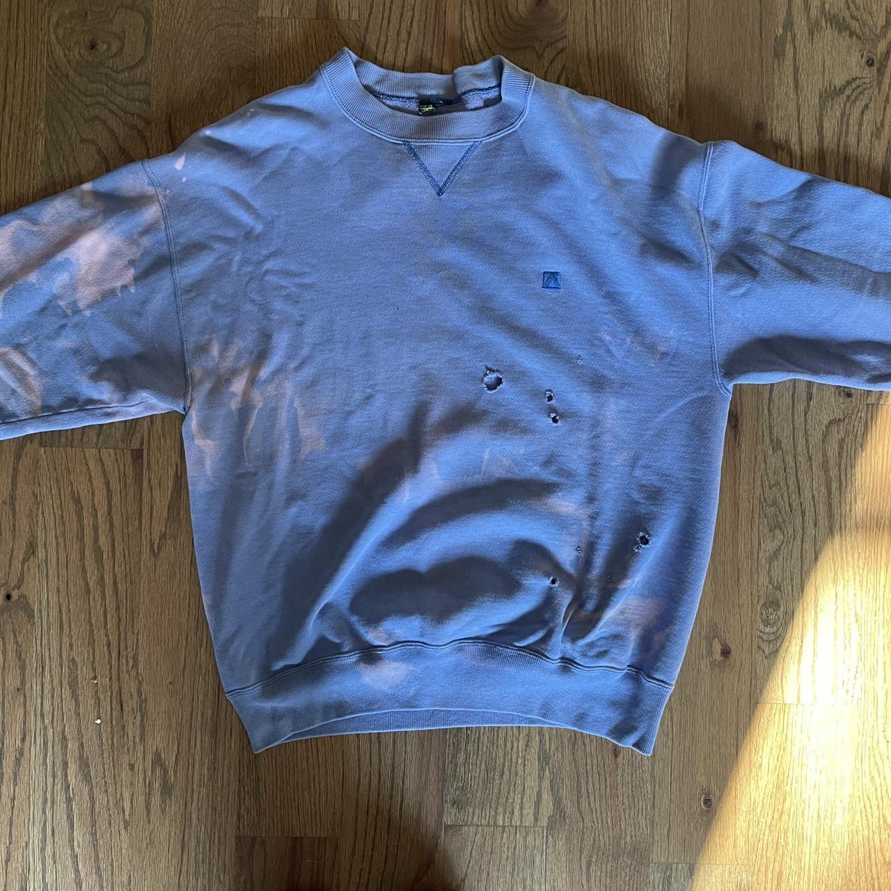 Dope light blue crewneck with bleach stains and... - Depop