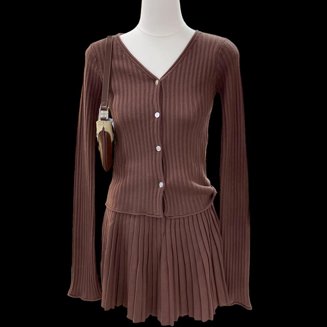 2pcs/set Sweet Suit Vneck Long Sleeved Knitted... - Depop