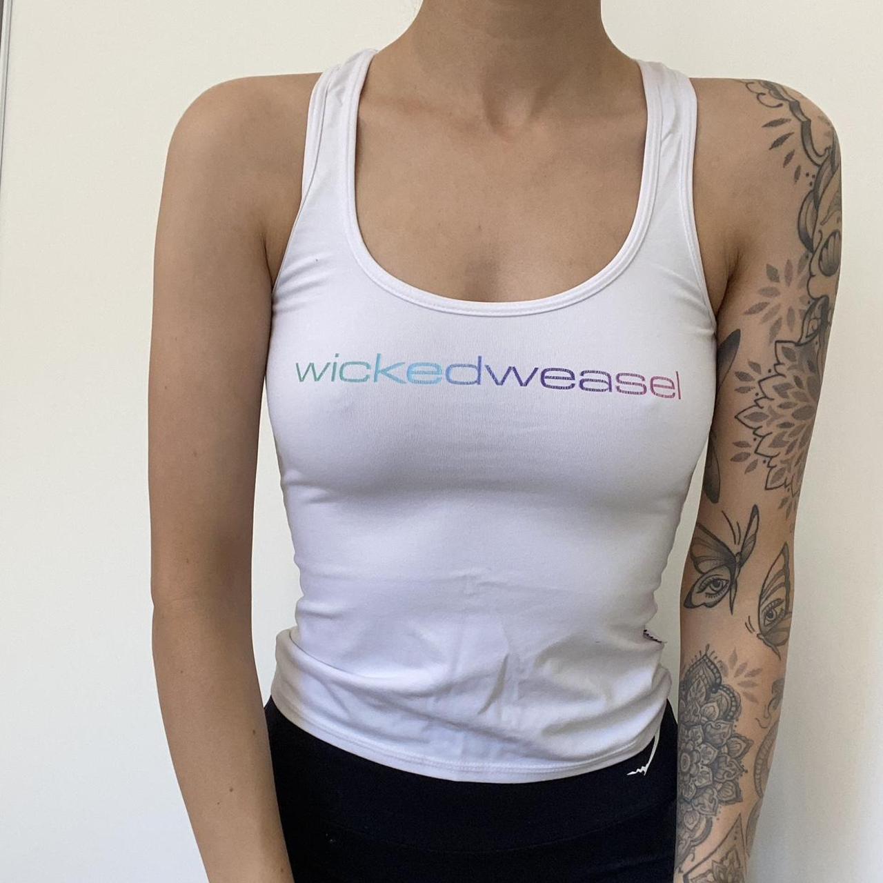 Wicked weasel white sports tank Size... - Depop